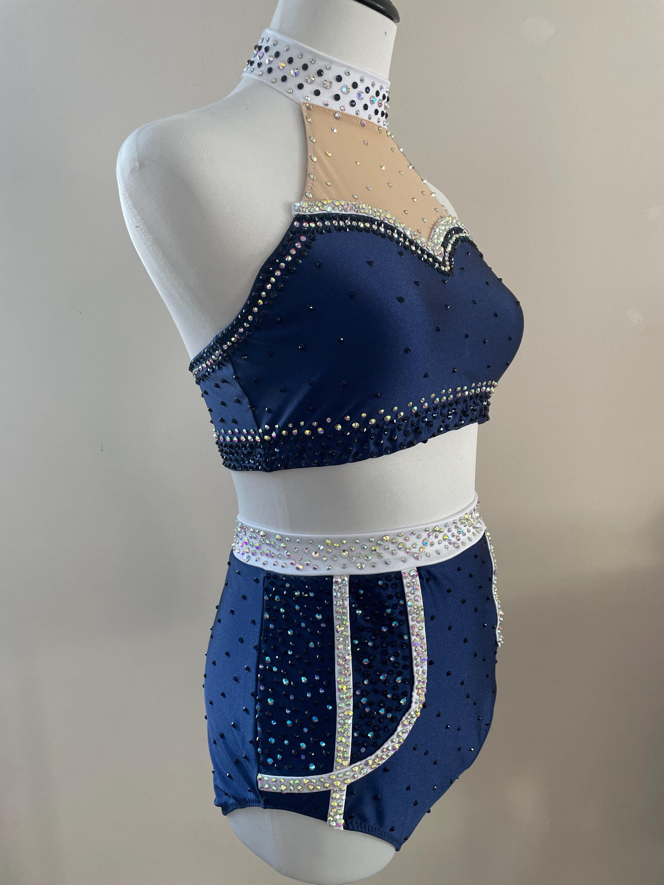 White and Navy Jazz Costume, Nautical Dance Costume, Nautical Pole Wear ...