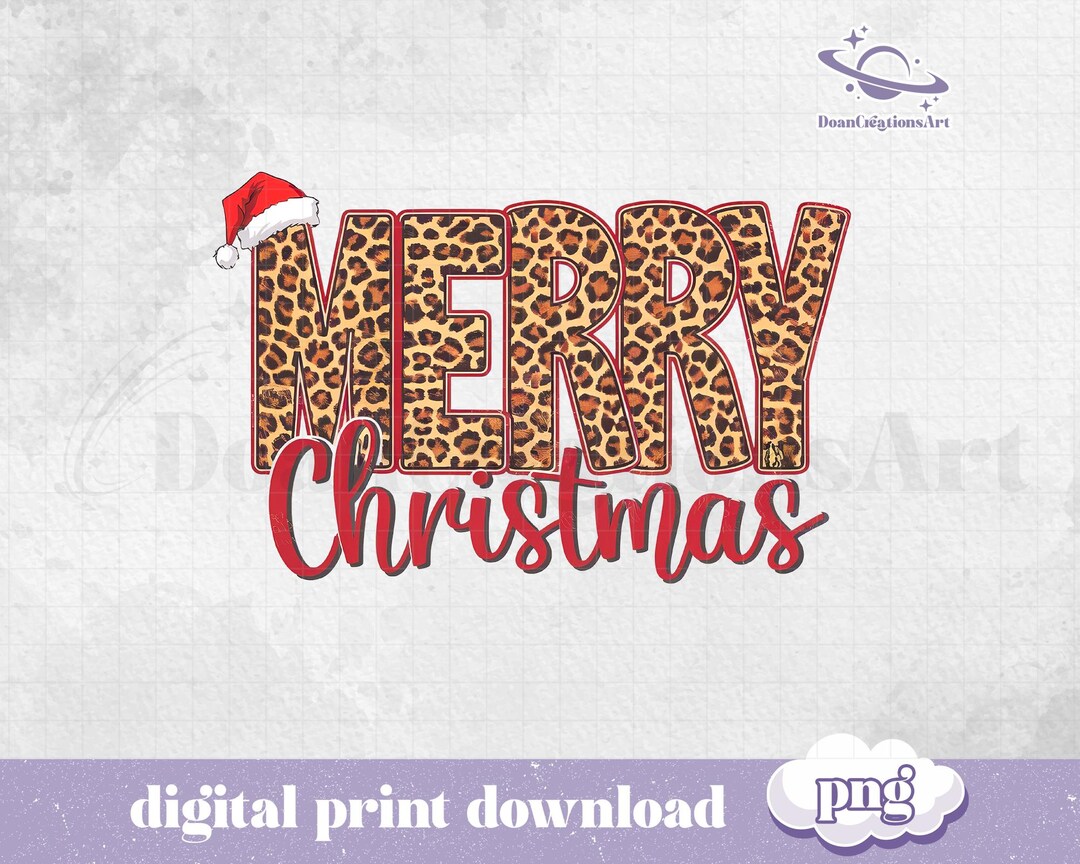 Merry Christmas Leopard Print Png, Merry Christmas Varsity With Santa ...