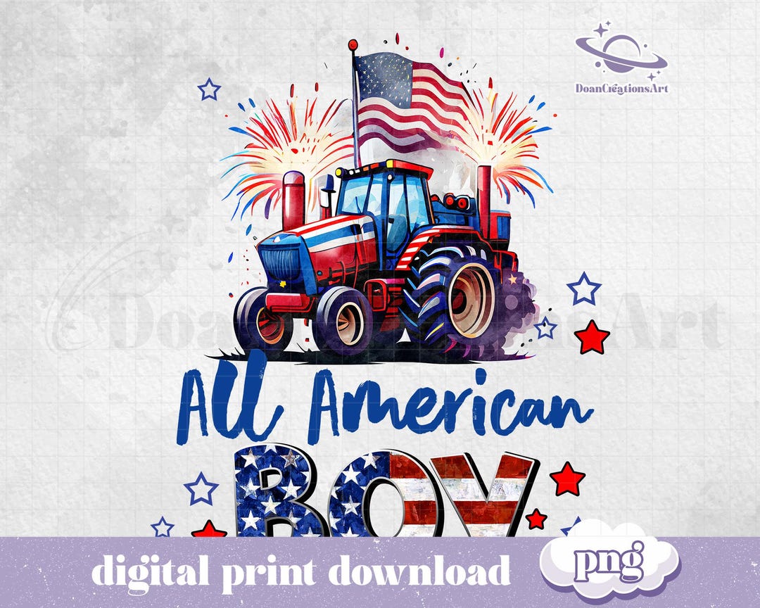 All American Boy Tractor Png, Funny 4th of July, Sparkly Glitter, USA ...