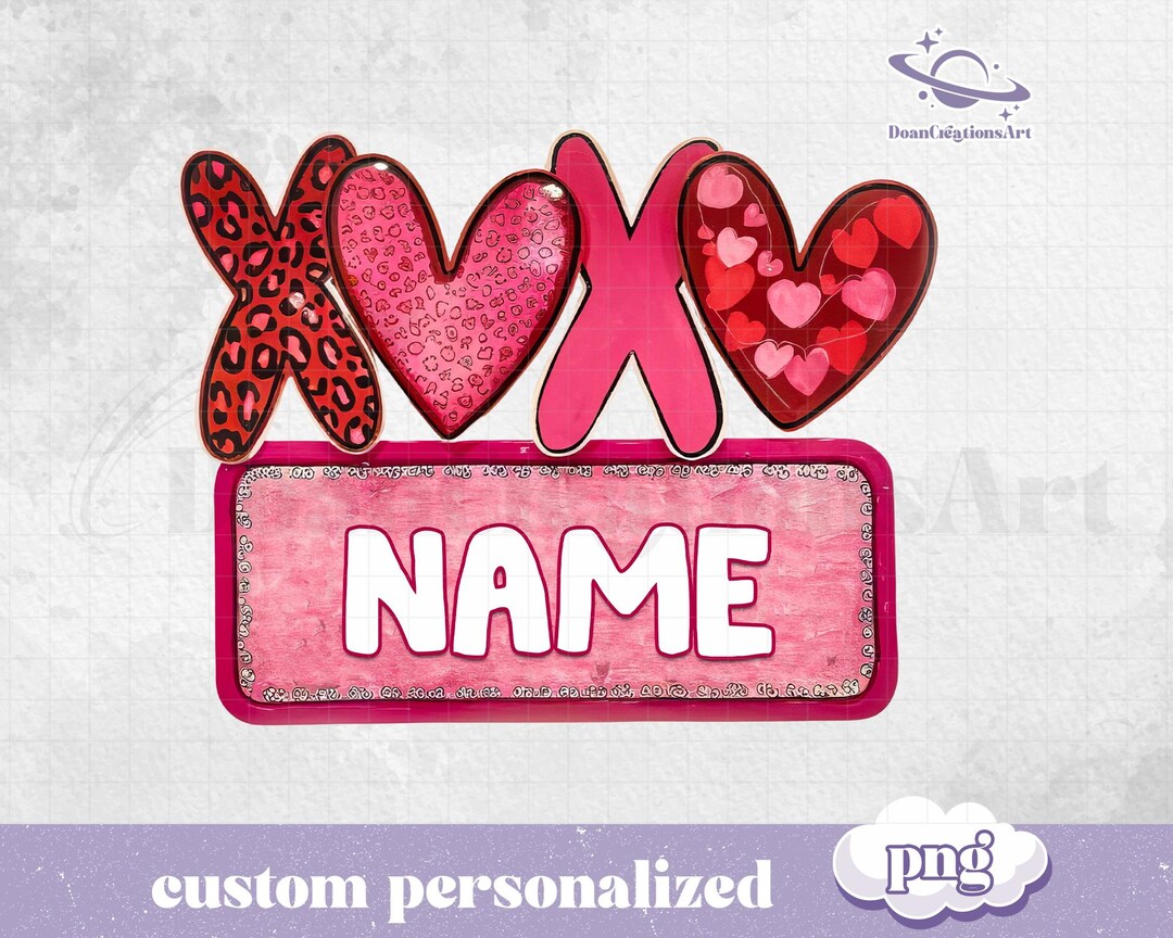 Personalized Girl Name XOXO Valentines Png, Girly Valentine Png ...
