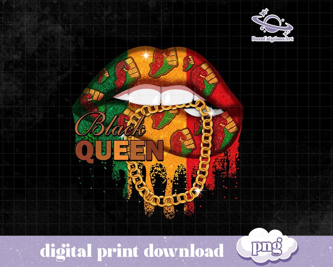 Black Queen Lip Sublimation Png, Black Girl Magic, African American ...