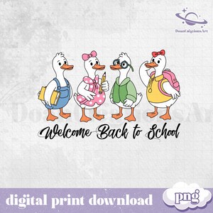 Back to School Duck PNG Transfer, Teacher PNG With Cartoon Geese, First ...