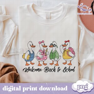 Back to School Duck PNG Transfer, Teacher PNG With Cartoon Geese, First ...