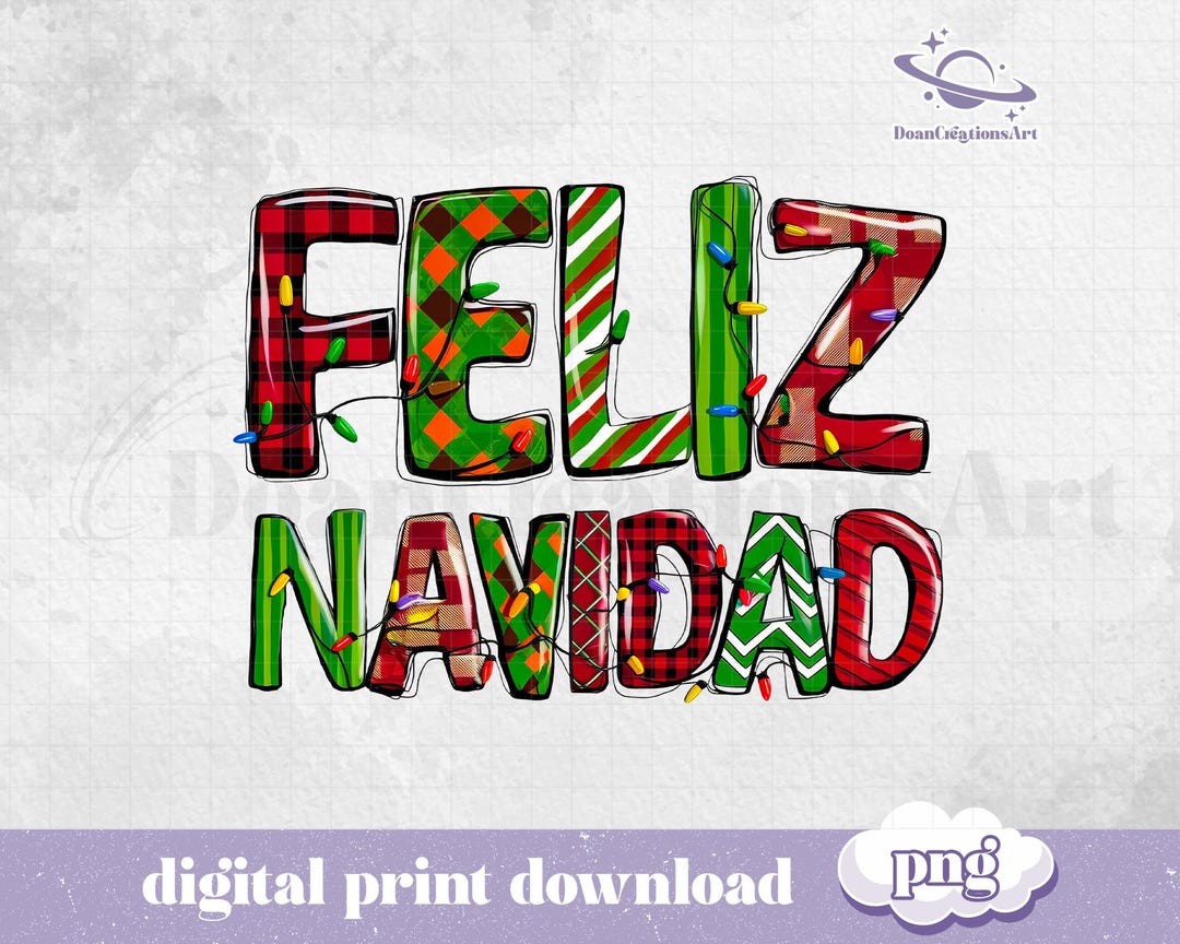 Feliz Navidad Spanish Christmas Sublimation Png, Feliz Navidad, Merry ...