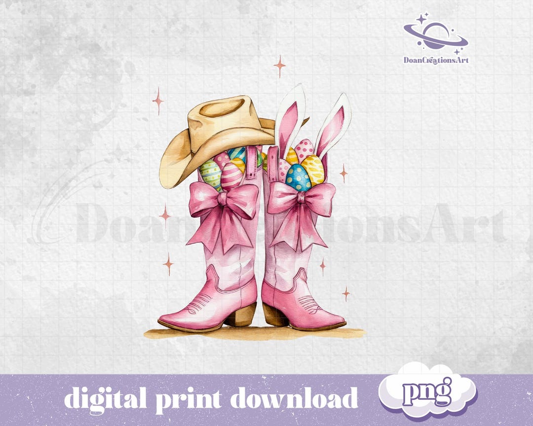 Howdy Easter Png, Cowboy Boots Easter Coquette Png, Western Easter ...