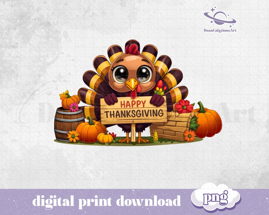 Happy Thanksgiving Turkey Sublimation Png, Thanksgiving Turkey, Hello ...