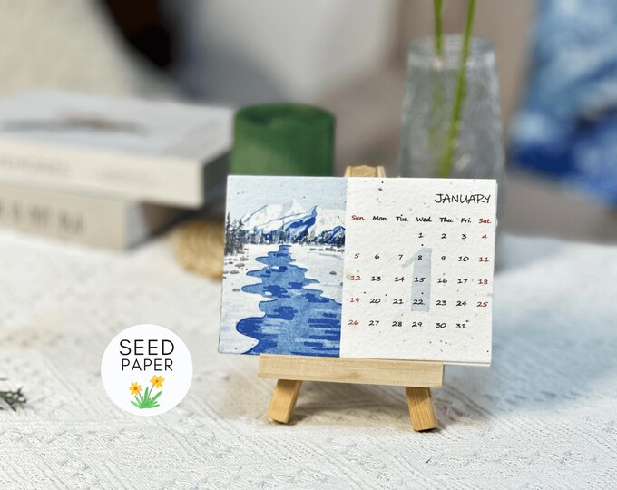 2025 Plantable Seed Paper Calendar, Watercolor Landscape Calendar With ...