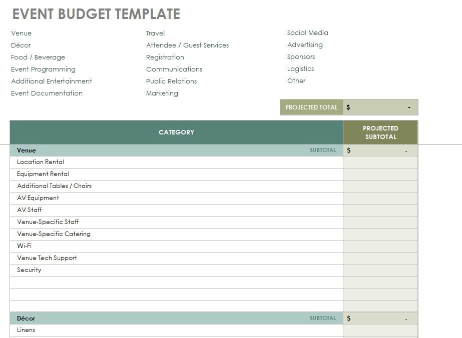 Simple Event Budget Template - Etsy