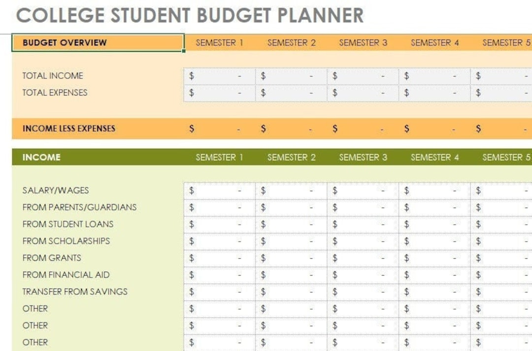 Simple College Student Budget Planner - Etsy