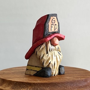 Hand Carved Firefighter Fireman Gnome Wood Carving - Etsy