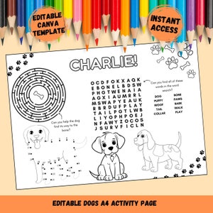 A4 Editable Dogs Activity Sheet - Canva Template Digital Download - Etsy