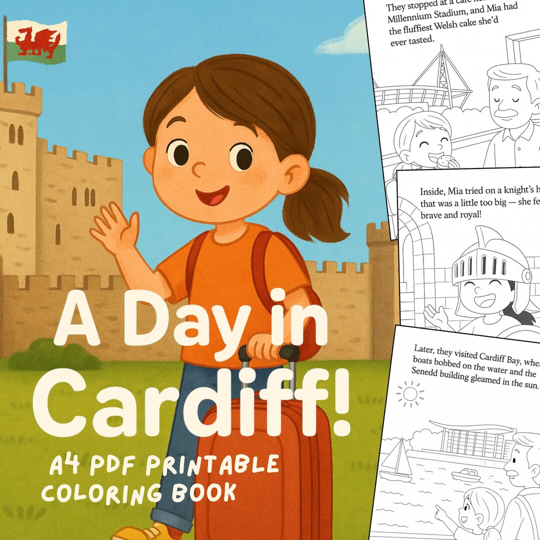 Cardiff Colouring Story Book | Printable Kids Activity (A4 PDF) - Etsy