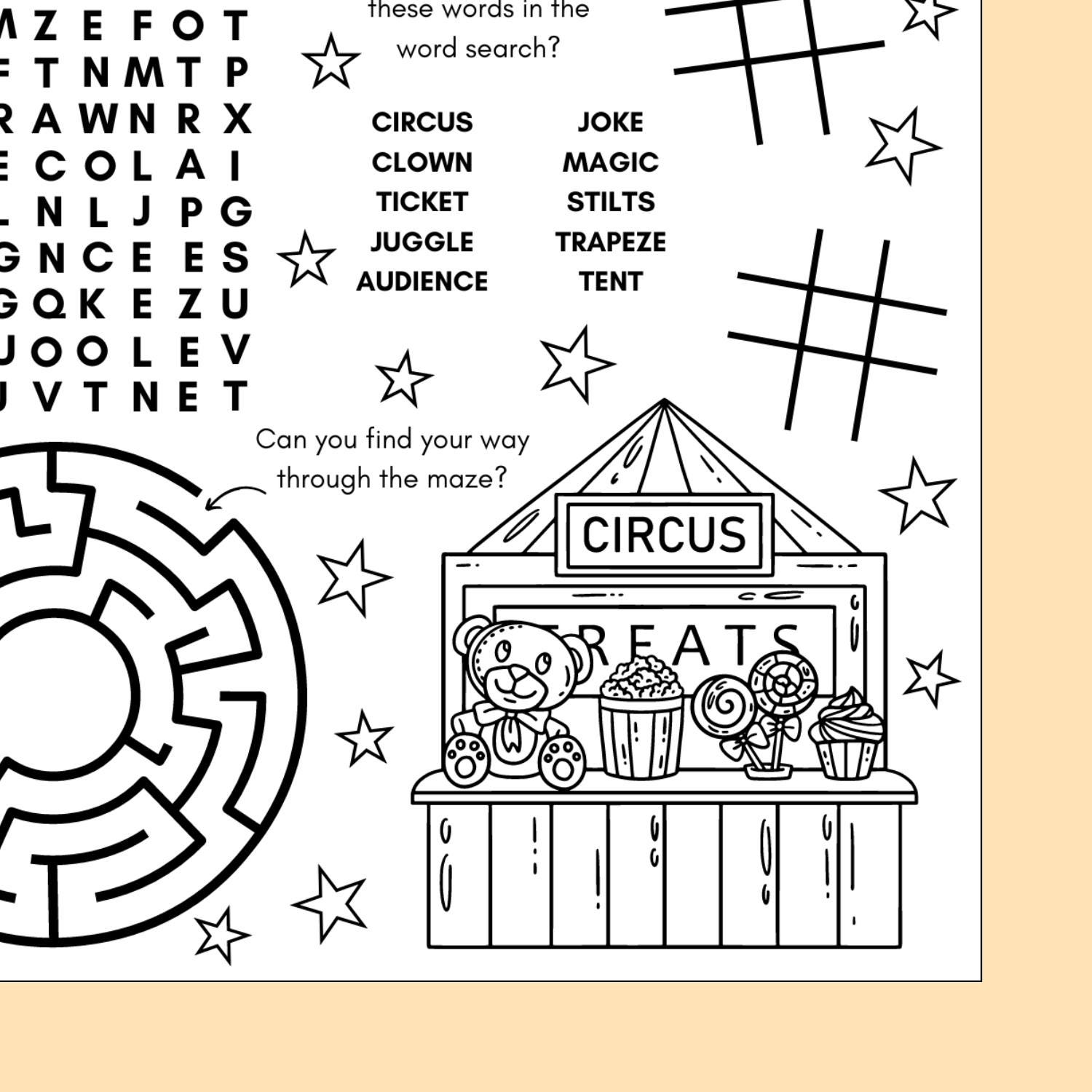Printable Editable Circus Birthday Activity Page | Fun A4 Canva ...