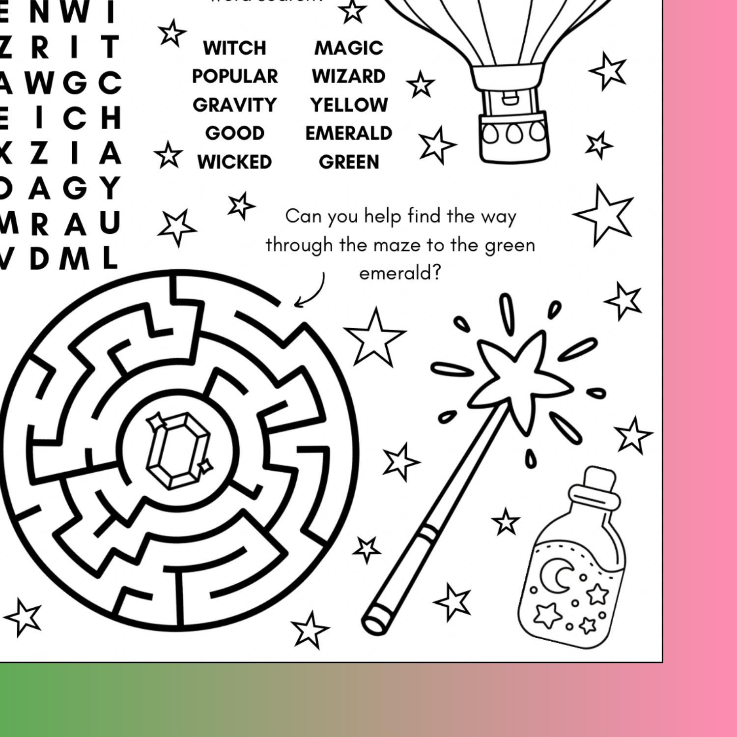 A4 Defying Gravity Wicked Activity Sheet PDF | Fun Wicked Musical ...