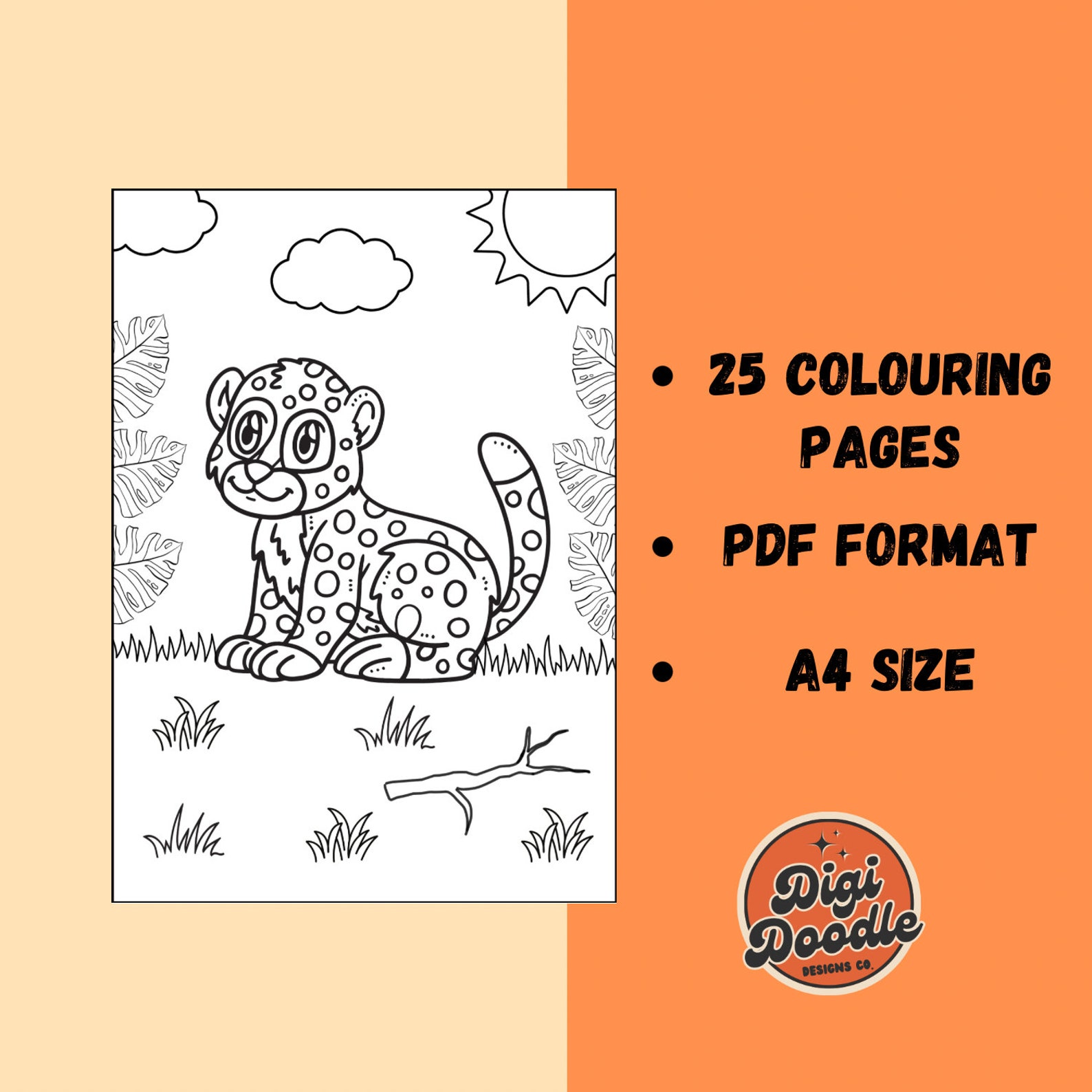 25 A4 Animal Colouring Pages - Printable PDF Digital Download - Etsy