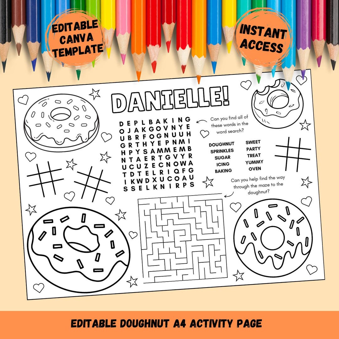 A4 Editable Doughnut Activity Page Canva Template (digital Download) - Etsy