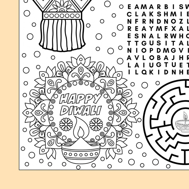 A4 Diwali Activity Page Canva Template | Fun and Interactive Diwali ...