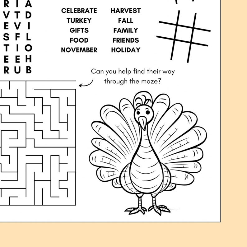 A4 Happy Thanksgiving Activity Page | PDF Digital Download | Fun ...