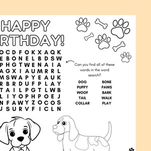 A4 Dogs Birthday Activity Sheet - Printable PDF Digital Download - Etsy