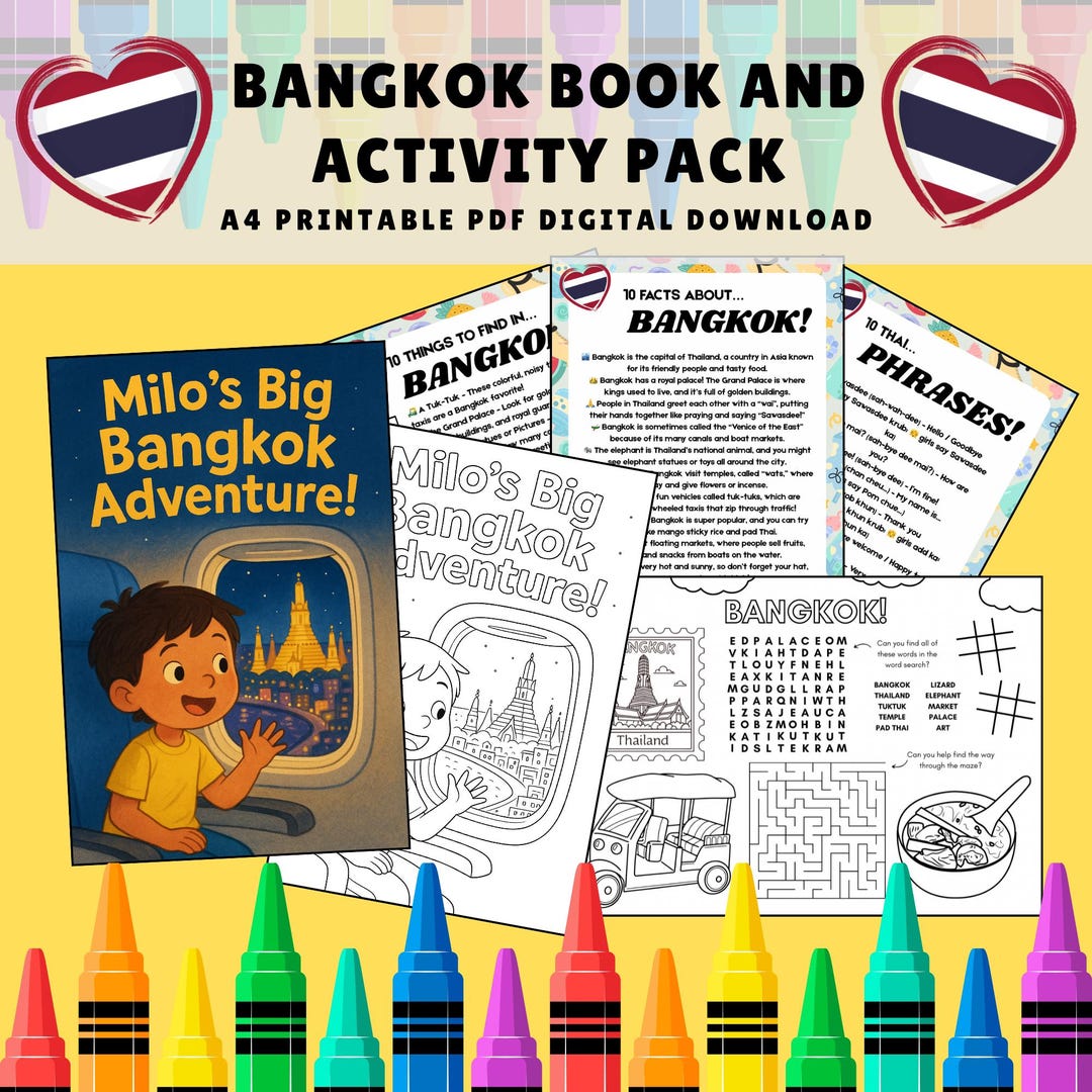 Bangkok Activity Pack for Kids | Travel Adventure Book & Coloring Pages ...