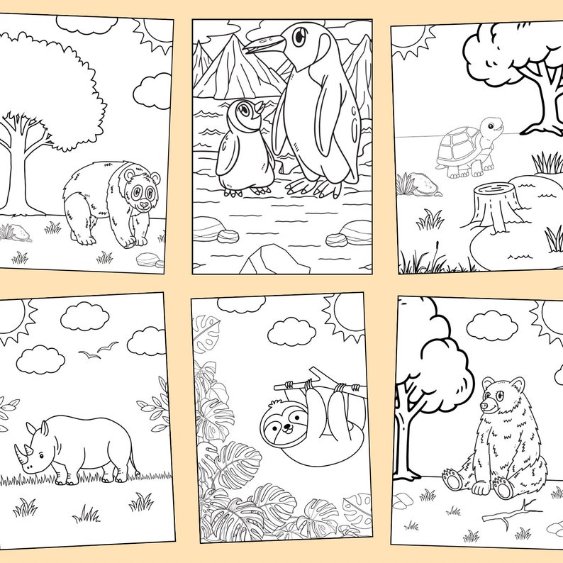 25 A4 Animal Colouring Pages - Printable PDF Digital Download - Etsy