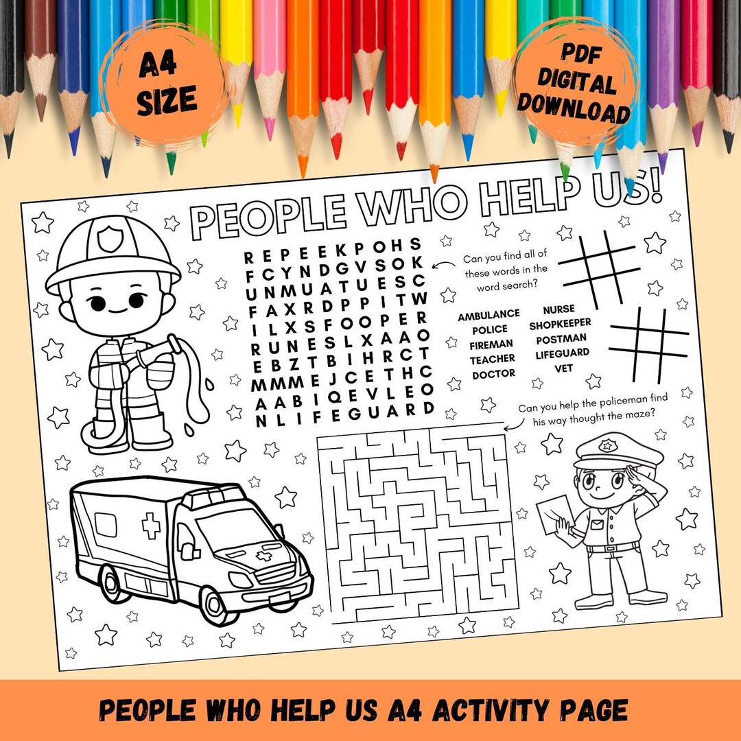 A4 People Who Help Us Activity Page | Fun & Educational PDF Printable ...