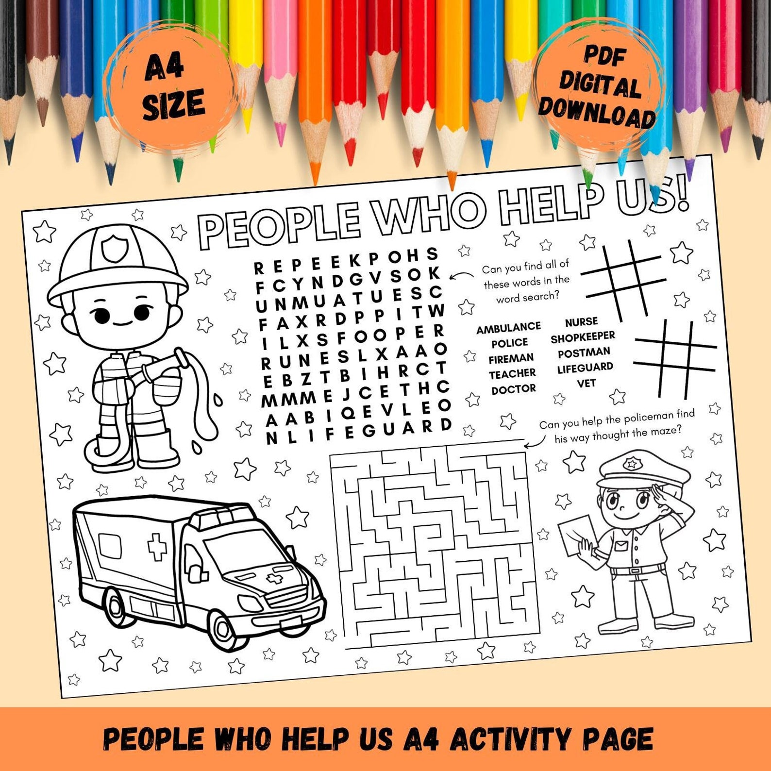 A4 People Who Help Us Activity Page | Fun & Educational PDF Printable ...
