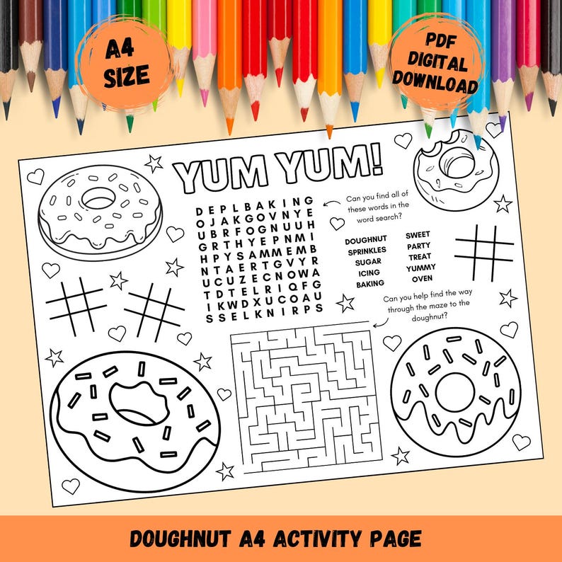 A4 Doughnut Activity Page PDF (digital Download) - Etsy