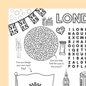 A4 London Activity Sheet - Printable PDF Digital Download - Etsy