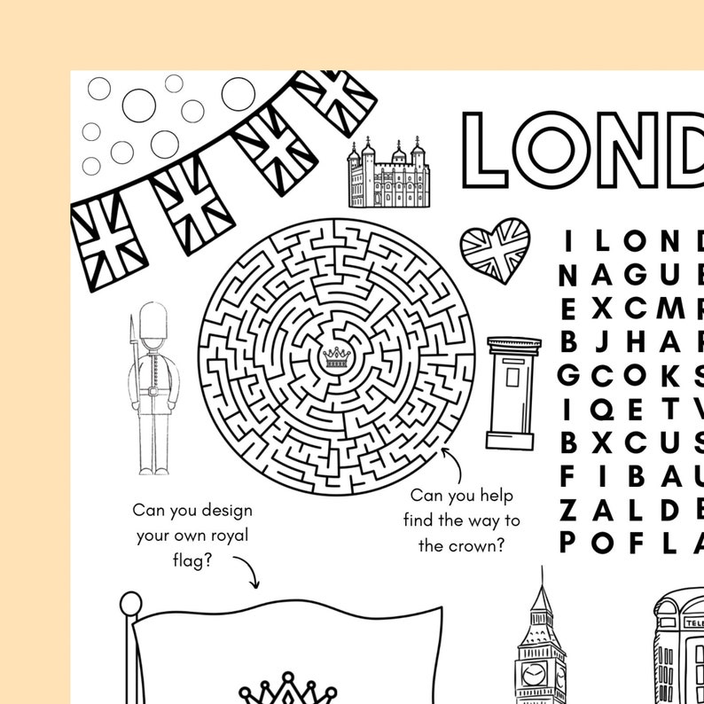 A4 London Activity Sheet - Printable PDF Digital Download - Etsy