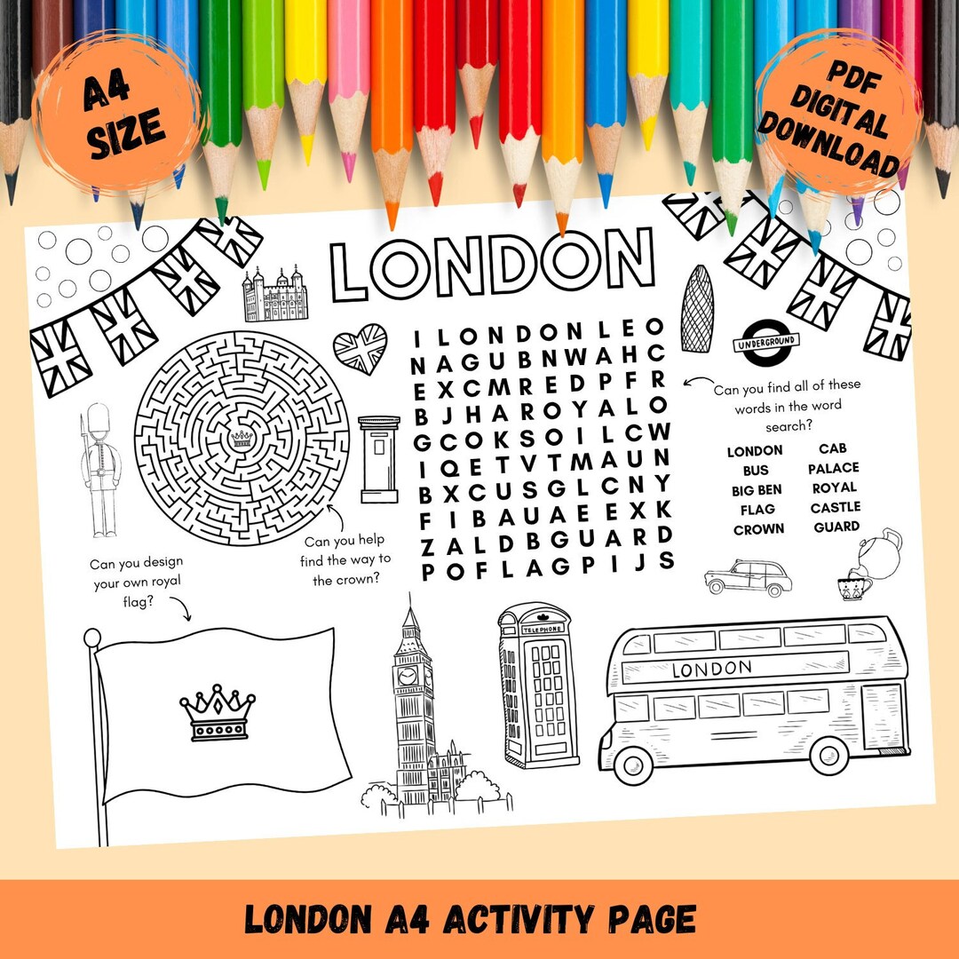A4 London Activity Sheet - Printable PDF Digital Download - Etsy