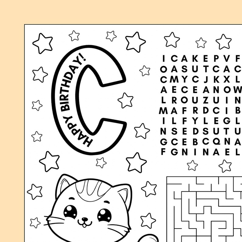 A4 Letter C Alphabet Birthday Activity Sheet - Fun Printable PDF for ...
