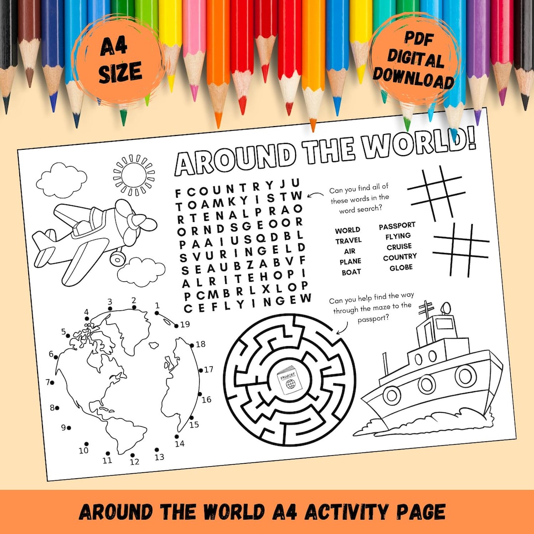 Around the World Travel Activity Page | A4 Printable | Educational ...