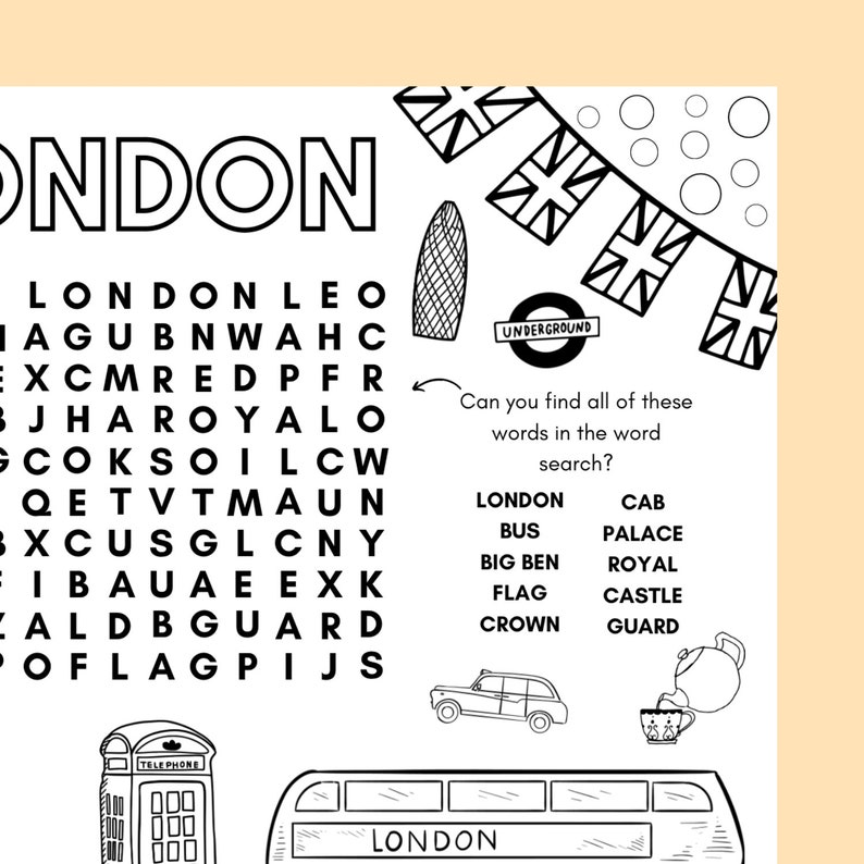 A4 London Activity Sheet - Printable PDF Digital Download - Etsy