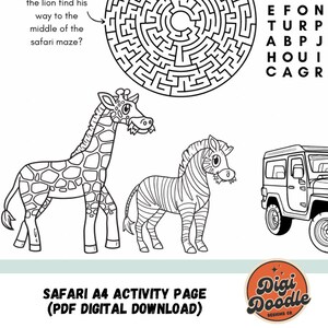 A4 Safari Activity Sheet - Printable PDF Digital Download - Etsy