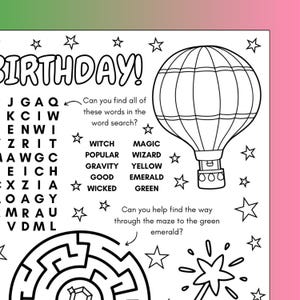 A4 Defying Gravity Wicked Activity Sheet PDF | Fun Wicked Musical ...