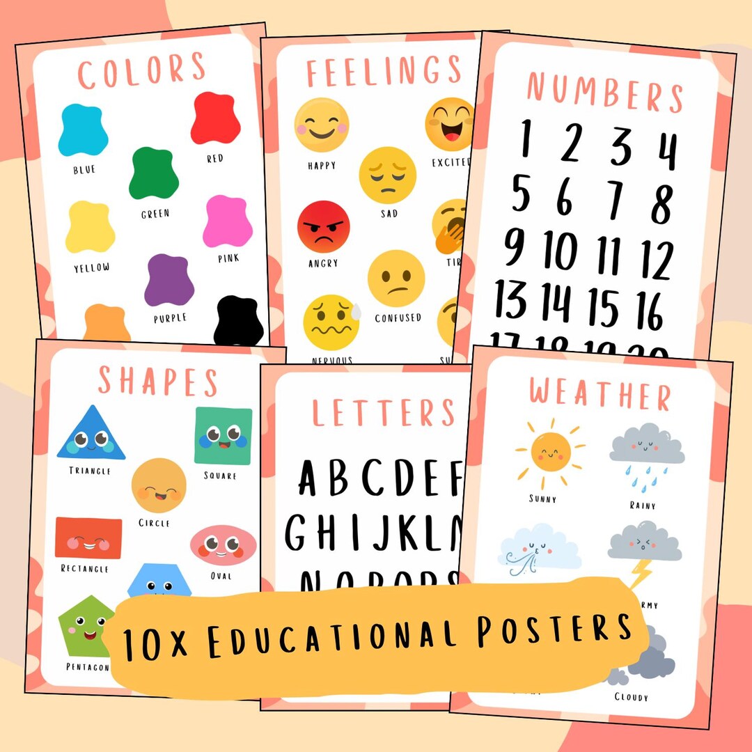 10x Colorful Educational Posters (US Spelling) | A4 PDF Digital ...