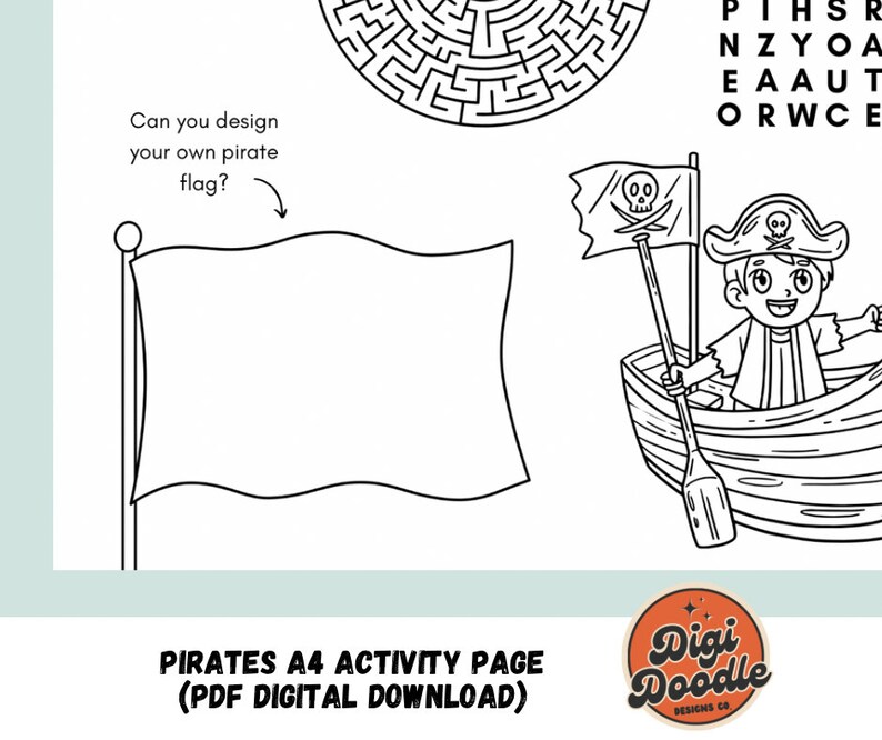 A4 Happy Birthday Pirates Activity Page - Printable PDF Digital ...