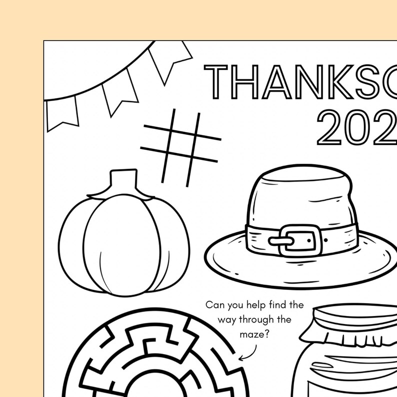 A4 Thanksgiving 2024 Activity Page PDF Digital Download Fun ...