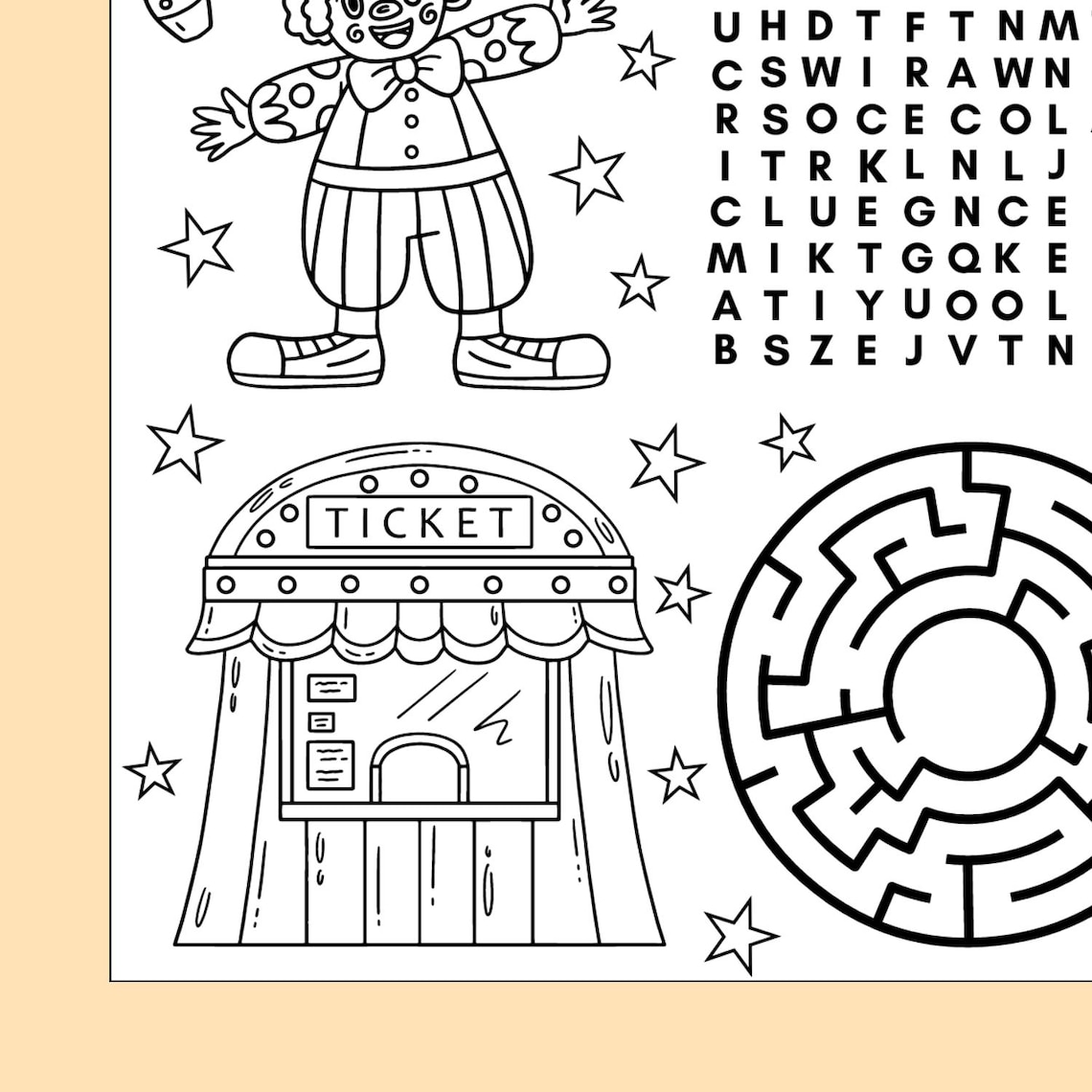 Printable Editable Circus Activity Page | Fun A4 Canva Template ...