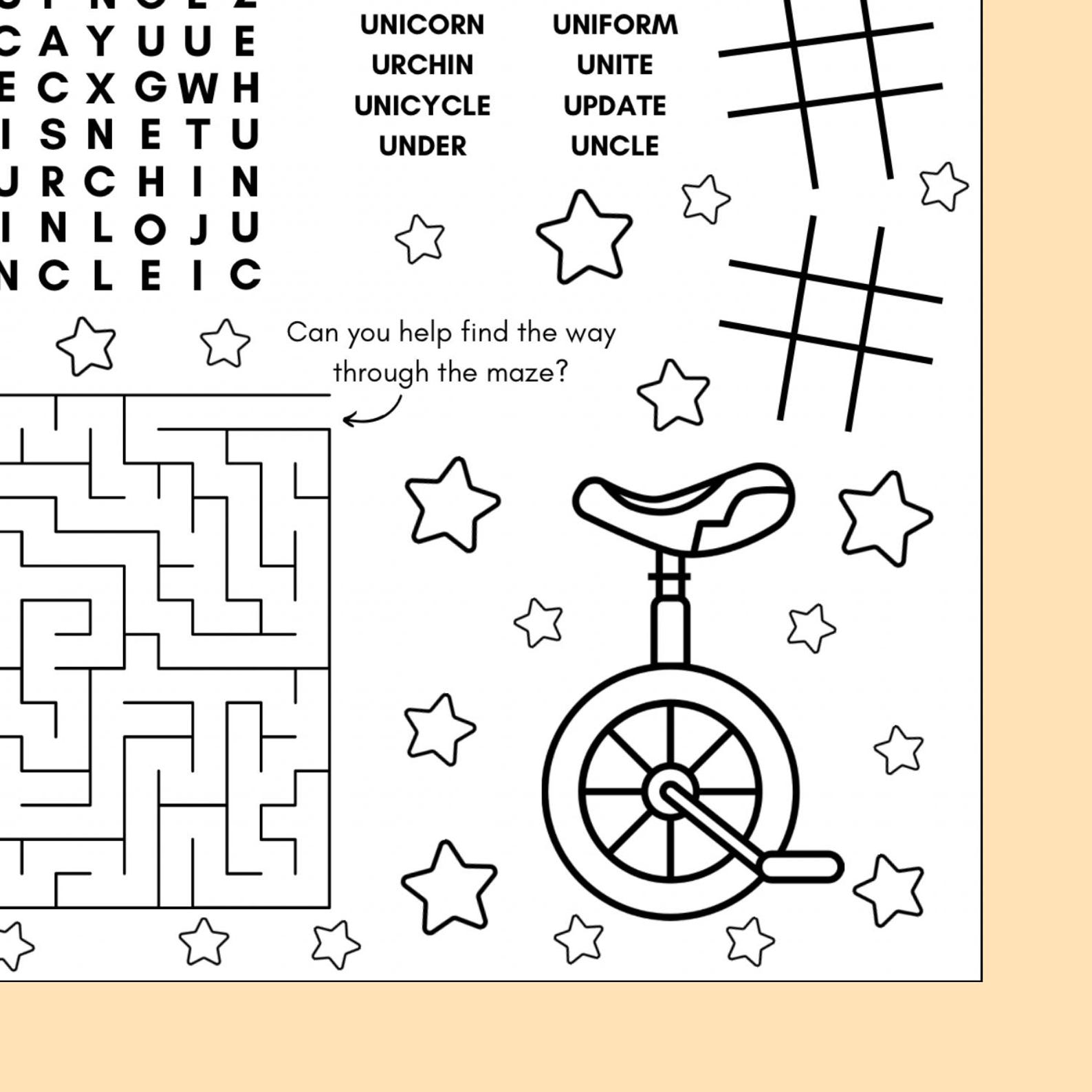A4 Letter U Alphabet Birthday Activity Sheet - Fun Printable PDF for ...