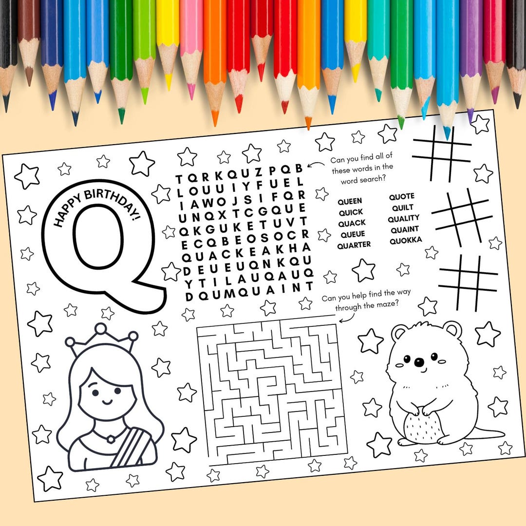 A4 Letter Q Alphabet Birthday Activity Sheet Fun Printable PDF for Kids ...