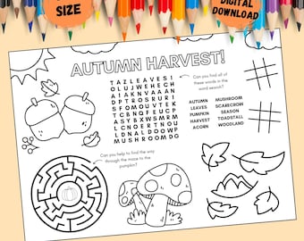 Fall Seek and Find Printable Coloring Page, Autumn I Spy Activity Sheet ...