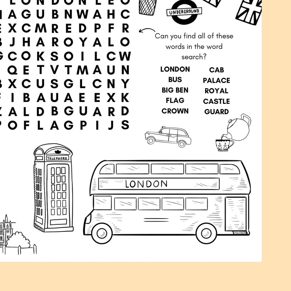 A4 London Activity Sheet - Printable PDF Digital Download - Etsy