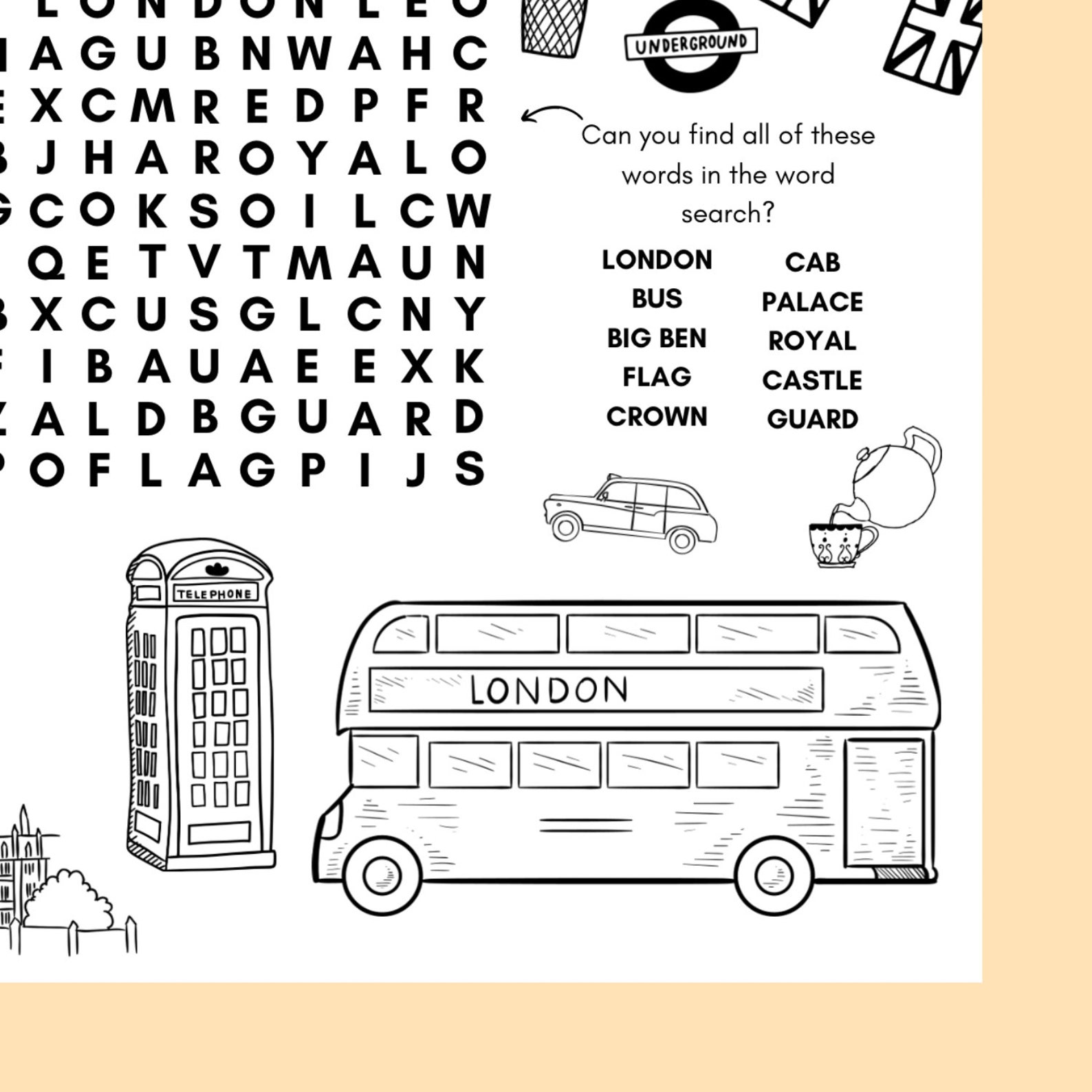A4 London Activity Sheet - Printable PDF Digital Download - Etsy
