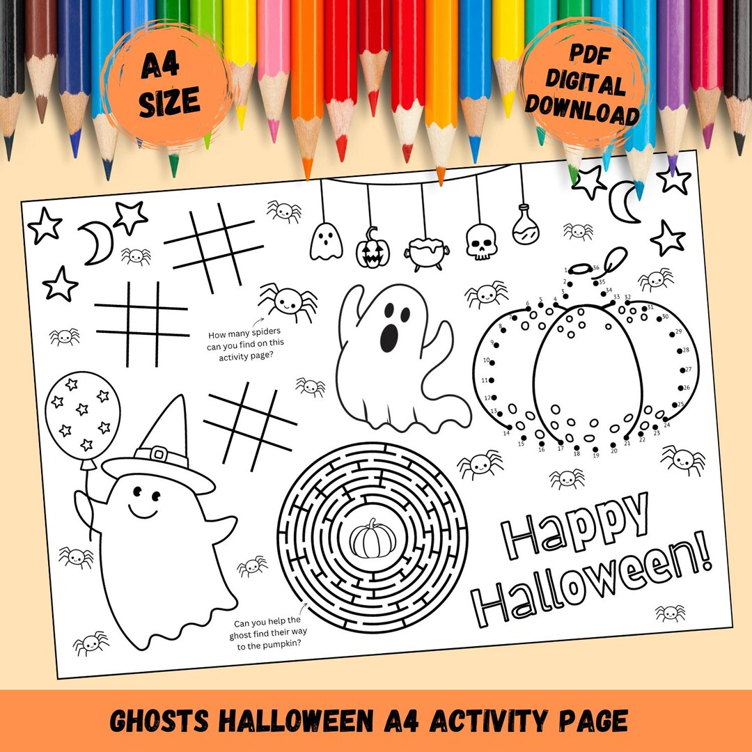 Halloween Ghosts Activity Page: Printable Kids Game (A4 PDF) - Etsy UK