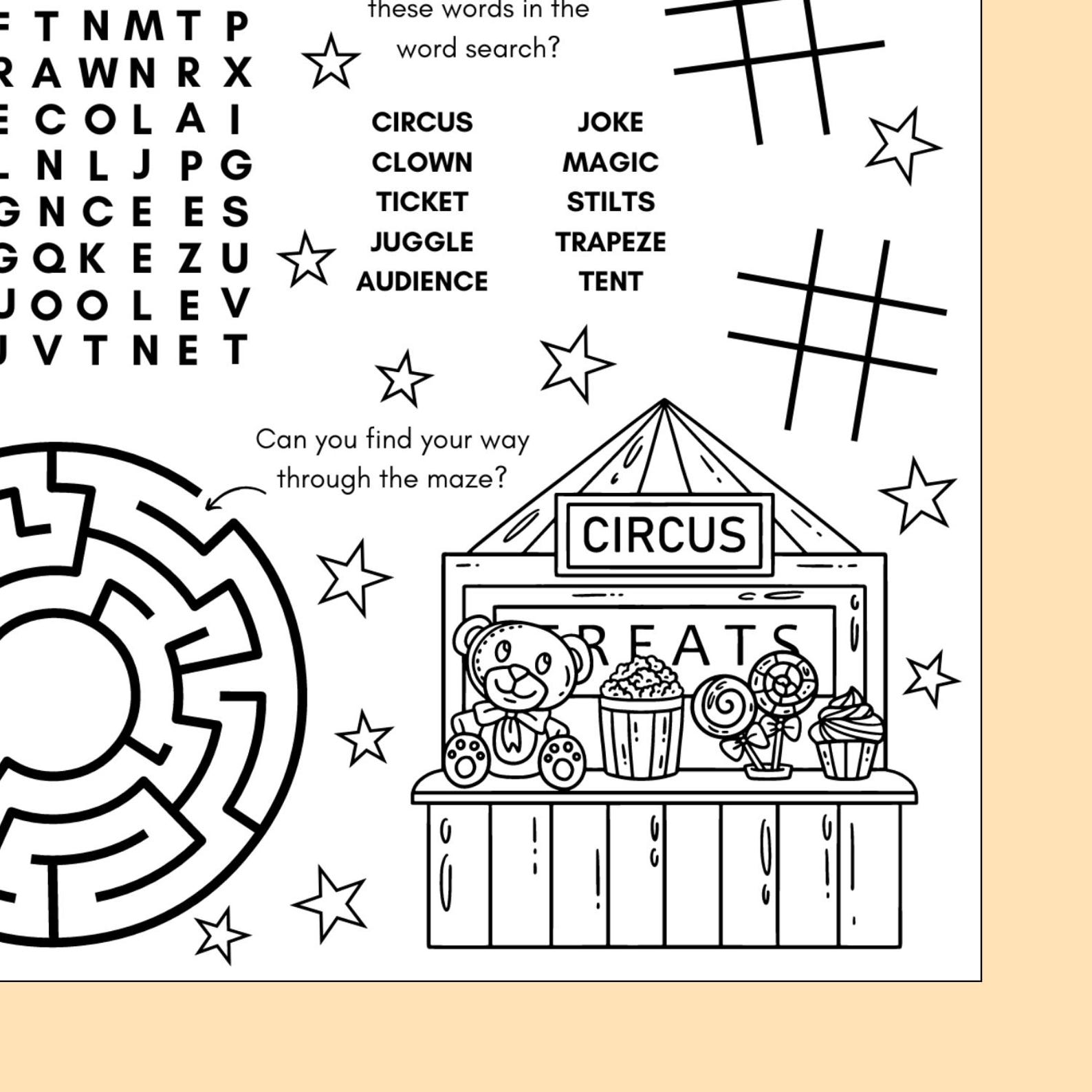 Printable Editable Circus Activity Page | Fun A4 Canva Template ...