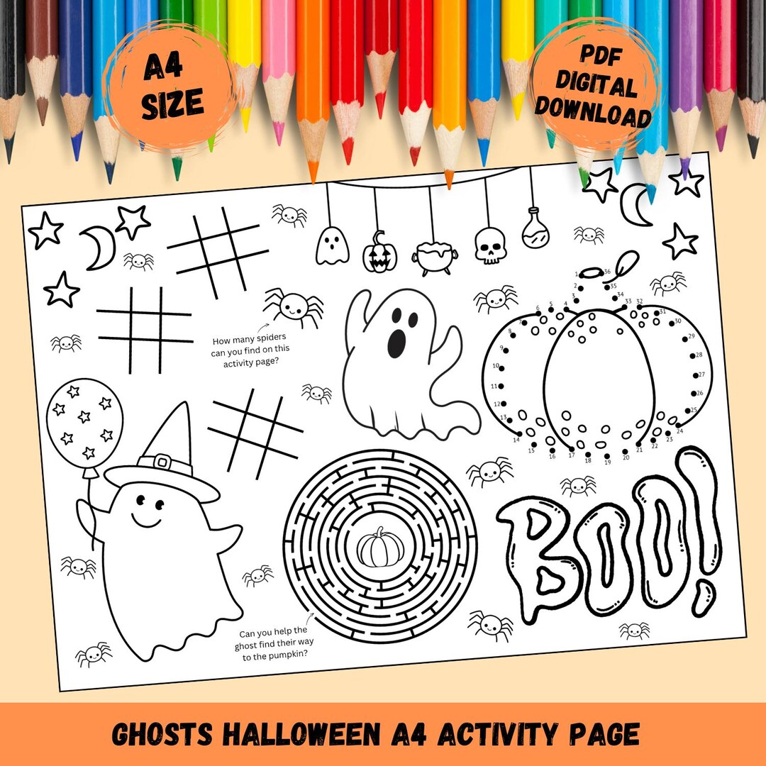 Halloween Ghosts Activity Page PDF A4 Printable Halloween Game Kids ...