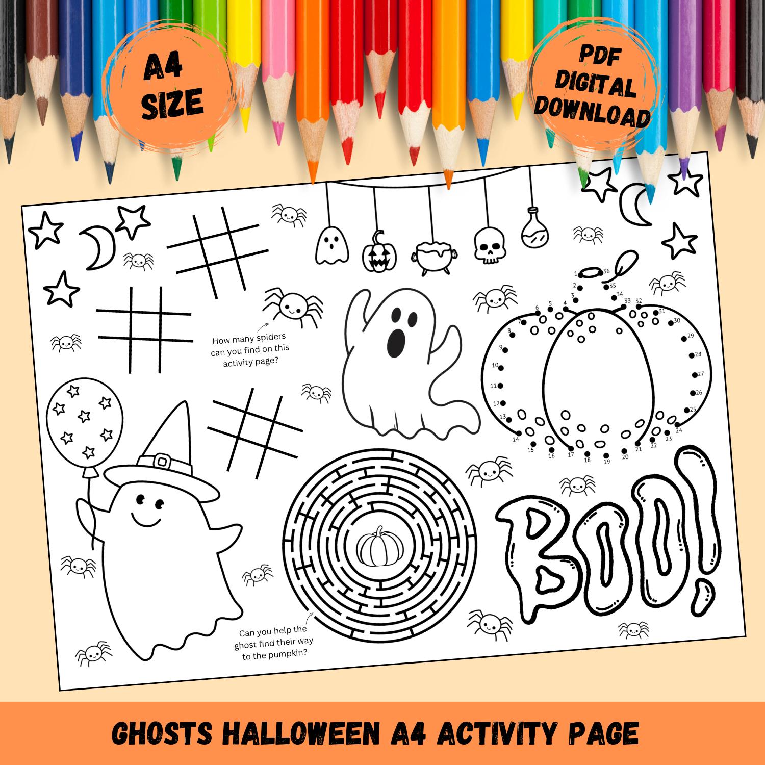 Halloween Ghosts Activity Page PDF A4 Printable Halloween Game Kids ...