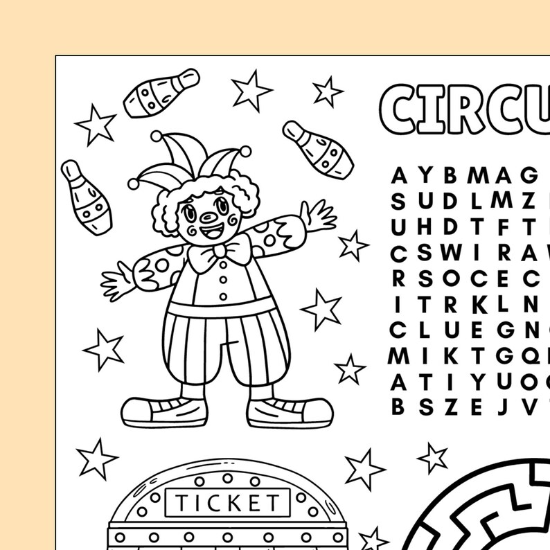 Printable Circus Activity Page | Fun A4 PDF Download | Circus Themed ...